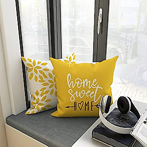 Pillow Covers 18x18 Set of 4, Modern Sofa Throw Pillow Cover, Decorative Outdoor Linen Fabric Pillow Case for Couch Bed Car 45x45cm (Yellow, 18x18,Set of 4)