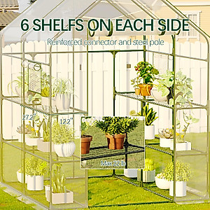 CEBOLAN Walk in Greenhouse, 56x56x77 Waterproof Green Houses for Outside, Portable Greenhouses for Outdoors with Roll-Up Zipper, Greenhouse for Indoors - 12 Shelves Walk-in(6.4x4.7x4.7FT)