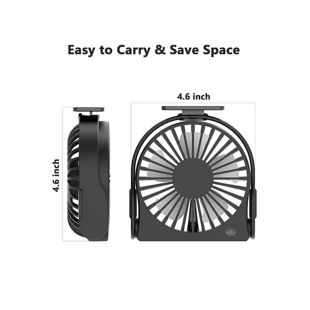 GRANDFAST Small Desk Fan, 3 Speeds Silent Travel Fan, Portable mini Desktop Fan, 180° Foldable Table Fan, USB Powered Cooling Fan for Bedroom Home Office Outdoor Trip