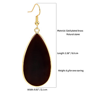 Legitta Natural Healing Birth Stone Drop Earrings Statement Black Opal Dark Cymophane Crystal Teardrop Moonstone Quartz Dangle Gold Jewelry for Women