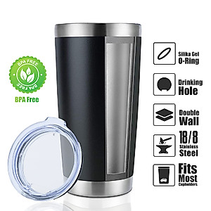 DOMICARE 20oz Stainless Steel Tumbler Bulk with Lid, Double Wall Vacuum Insulated Travel Mug, Powder Coated Coffee Cup, Powder Black, 8 Pack