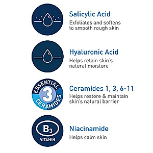 CeraVe SA Cleanser | Salicylic Acid Cleanser with Hyaluronic Acid, Niacinamide & Ceramides| BHA Exfoliant for Face | Fragrance Free Non-Comedogenic | 8 Ounce