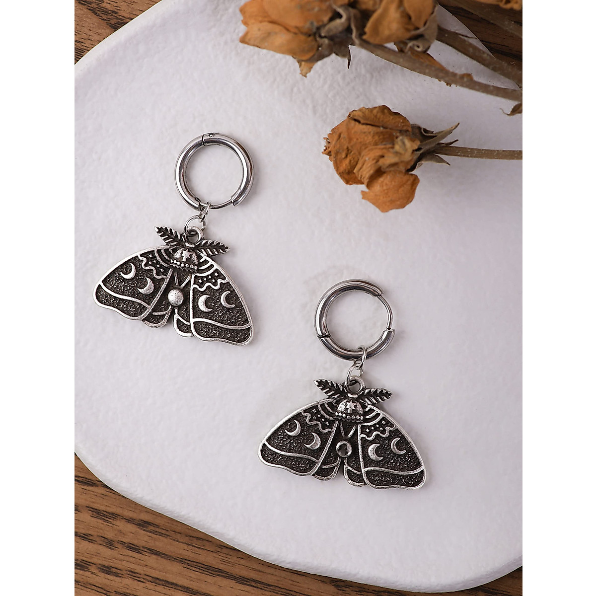 Sacina Goth Luna Moth Earrings, Butterfly Earrings, Goth Earrings, Halloween Earrings, Halloween Christmas Jewelry Gift For Women