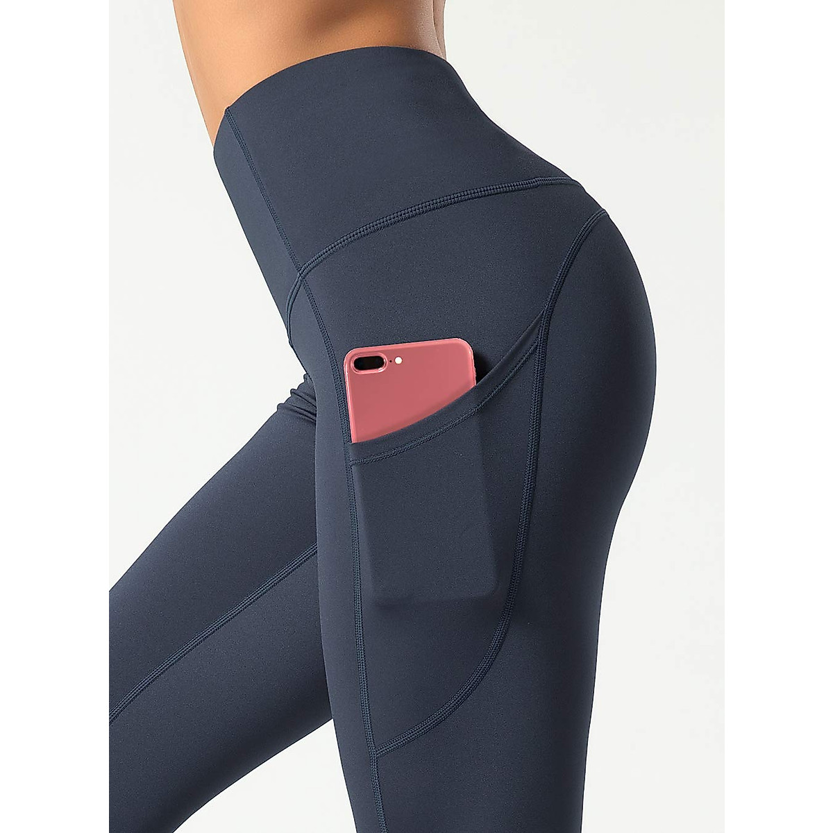 Dragon Fit High Waist Yoga Leggings with 3 Pockets,Tummy Control Workout Running 4 Way Stretch Yoga Pants (Medium, Ink Blue)