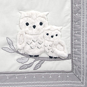 Lambs & Ivy Luna White/Gray Celestial Owl 4-Piece Nursery Baby Crib Bedding Set (740004V)