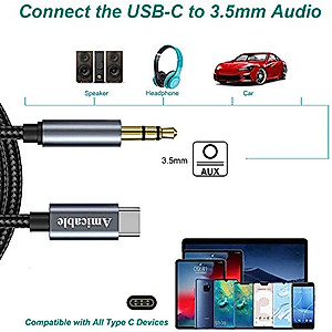 USB C to 3.5mm Audio Aux Cable,Amicable 3.5 mm Male to USB C Male Cable Car Audio Cable,Support Car/Home Stereo/Speaker/Headphones Adapter for Samsung Galaxy, Google Pixel, OnePlus,iPad More 3.3ft
