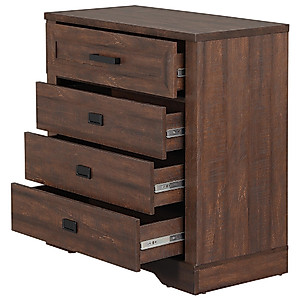 WAMPAT Kids Dresser for Bedroom, Baby Dresser with 4 Drawers Storage Organizer for Toddler Child with Wood Top Metal Frame for Living Room, Nursery, Closet, Apartment,Rustic Brown