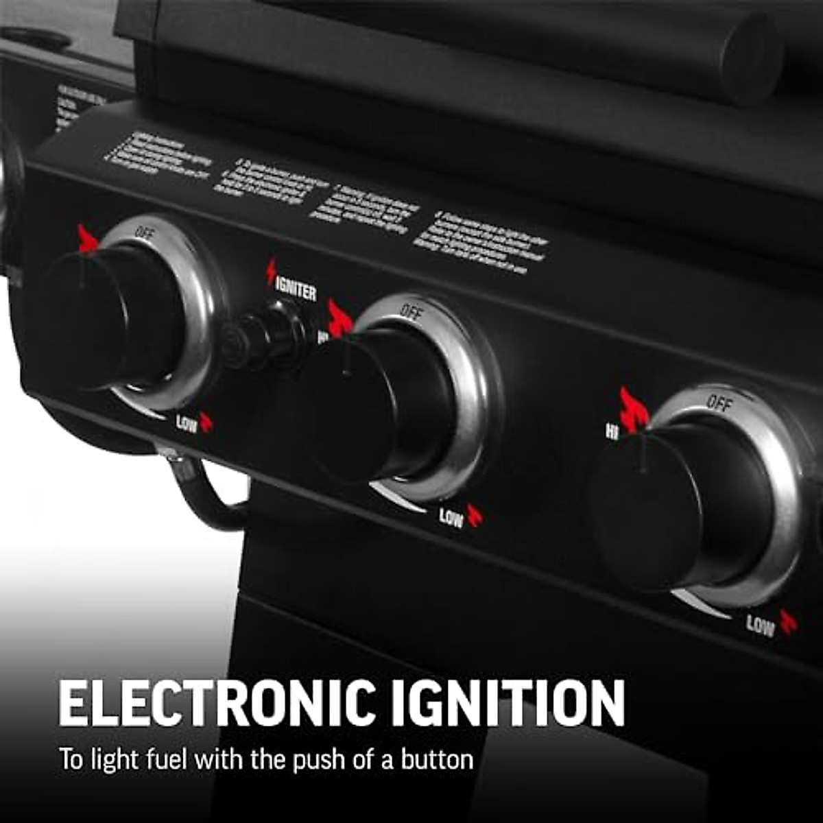 Char-Griller 3070 Texas Trio 3-Burner Dual Fuel Grill with Smoker in Black