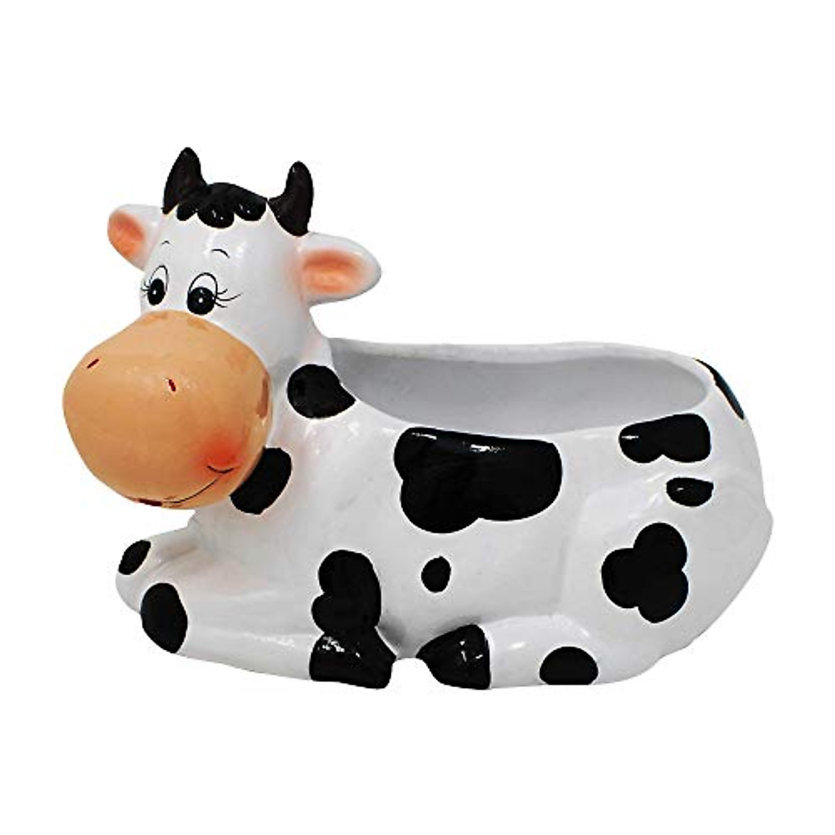 Sixdrop Cow Planter Pot - 9" - Cow Print Party Decoration - Cow Stuff Garden Backyard Flower Ceramic Succulent Planter - UFO Cow Theme Decoration La Vaca