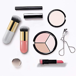 2 Pieces Foundation Brush, Chubby Makeup Brush, Suit For Blending Liquid, Cream or Flawless Powder Cosmetics(Golden & Pink)