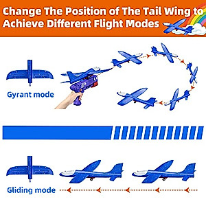 Ceekan 3-Pack LED Airplane Toy, Foam Glider with Plane Launcher - Catapult Plane with 2 Flight Modes, Kids Gifts Flying Toy for 3 4 5 6 7 8 9 10 11 12 Year Old Boys Girls