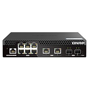 QNAP 10-Port 10GbE Half-Width Rackmount Layer 2 Managed Switch with 2 x 10GbE SFP+, 2 x 10NBASE-T RJ45, and 6 x 2.5GbE RJ45 Ports (QSW-M2106R-2S2T-US)