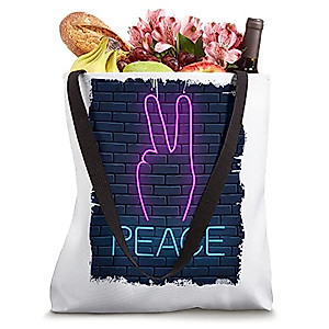 90s Peace Love Hand Sign Peace Tote Bag