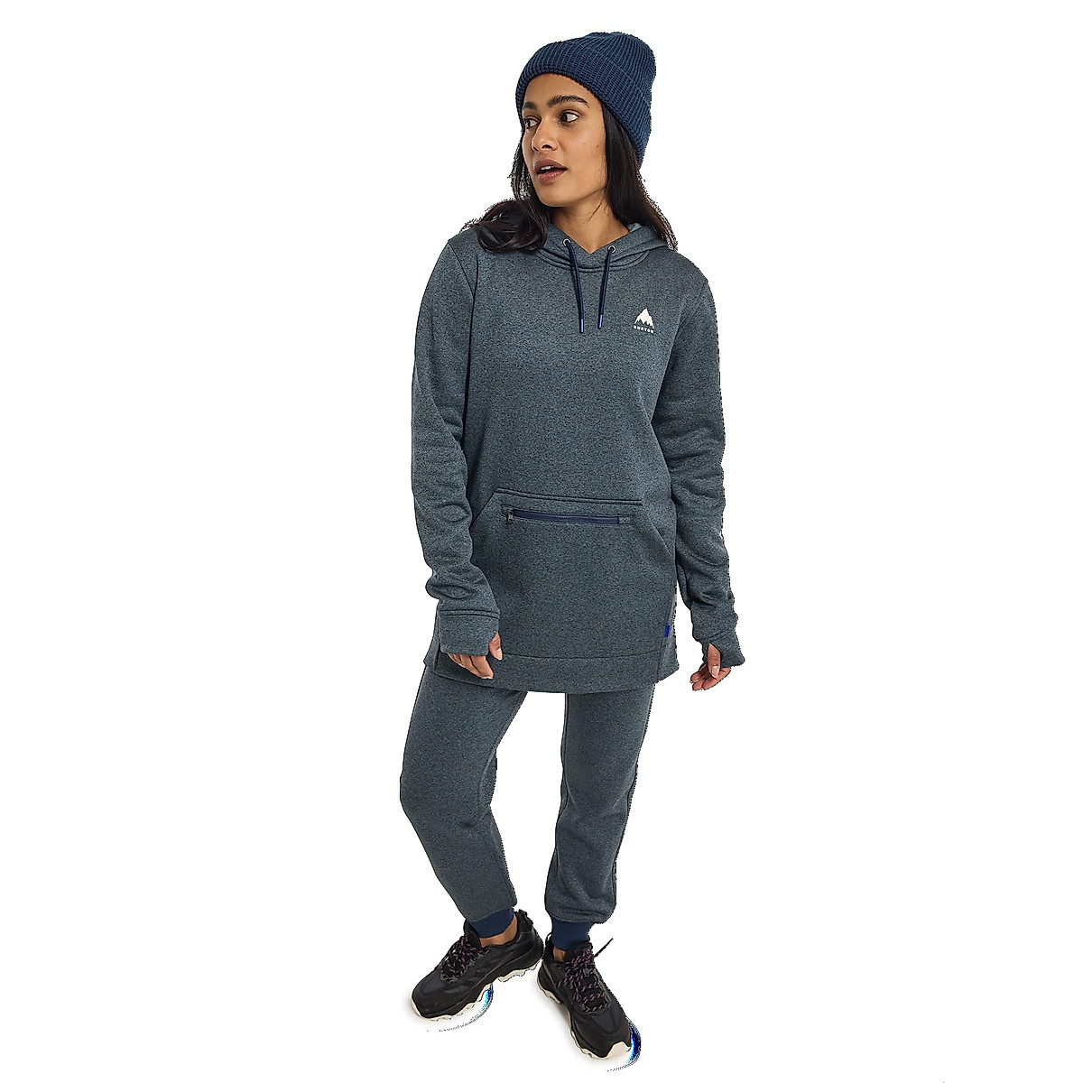 Burton Women's Standard Oak Long Pullover Hoodie, Dress Blue Heather, Small
