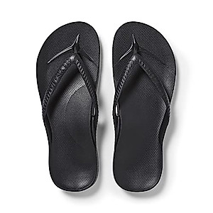ARCHIES Footwear - Flip Flop Sandals – Offering Great Arch Support and Comfort - Black (Women's US 7/Men's US 6)