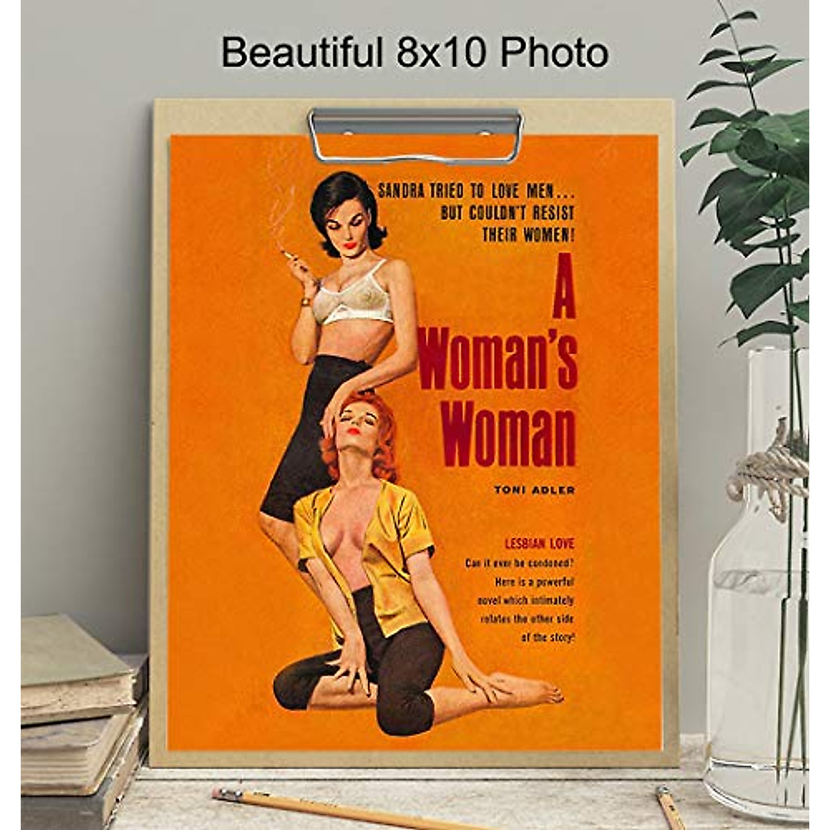 Vintage Lesbian Romance Fiction Book Wall Art - LGBTQ Accessories Poster Print - Lesbian Gifts for Girlfriend, Women, Queer, Gay, Bi - Home Decor, Room Decoration for Living Room, Bedroom, Office