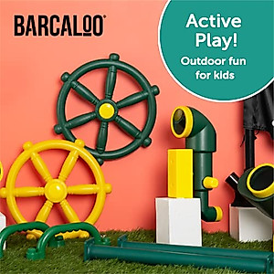 Barcaloo Kids Playground Pirate Ship Wheel – Yellow Jungle Gym Steering Wheel for Swing Set, Childrens Steering Wheel Simulation Toy, Pirate Ship Steering Wheel Toys for Toddlers. Wheel Playset