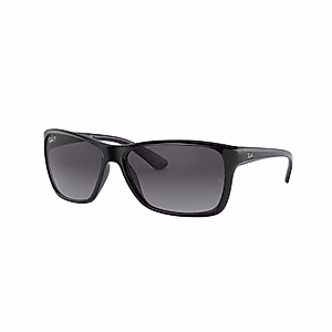Ray-Ban Men's Rb4331 Square Sunglasses, Black/Polarized Light Grey Gradient Dark Grey, 61 mm