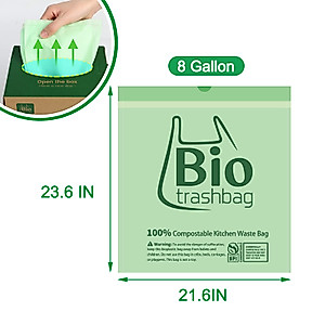 8 Gallon Compostable Trash Bags, 50 Count Drawstring Trash Bags Biodegradable, Heavy Duty Extra Thick Compost Bags, Kitchen Food Scrap Waste Bag, US BPI and OK Compost Home Certified
