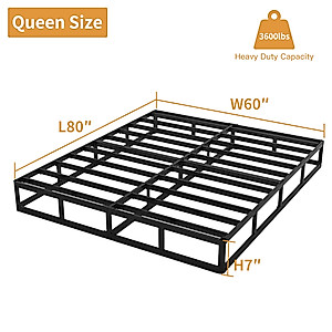 OSASET Queen Box Spring, 7 Inch Box Spring for Queen Bed, 3000 lbs Heavy Duty Metal Frame Mattress Foundation with Fabric Cover, Easy Assembly-Noise Free