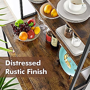 Yaheetech Kitchen Bakers Rack with Storage, 5-Tier Microwave Oven Stand Shelf Coffee Bar, Freestanding Utility Kitchen Storage Rack with X Designed Metal Support, 35.5 x 16 x 65 inches, Rustic Brown