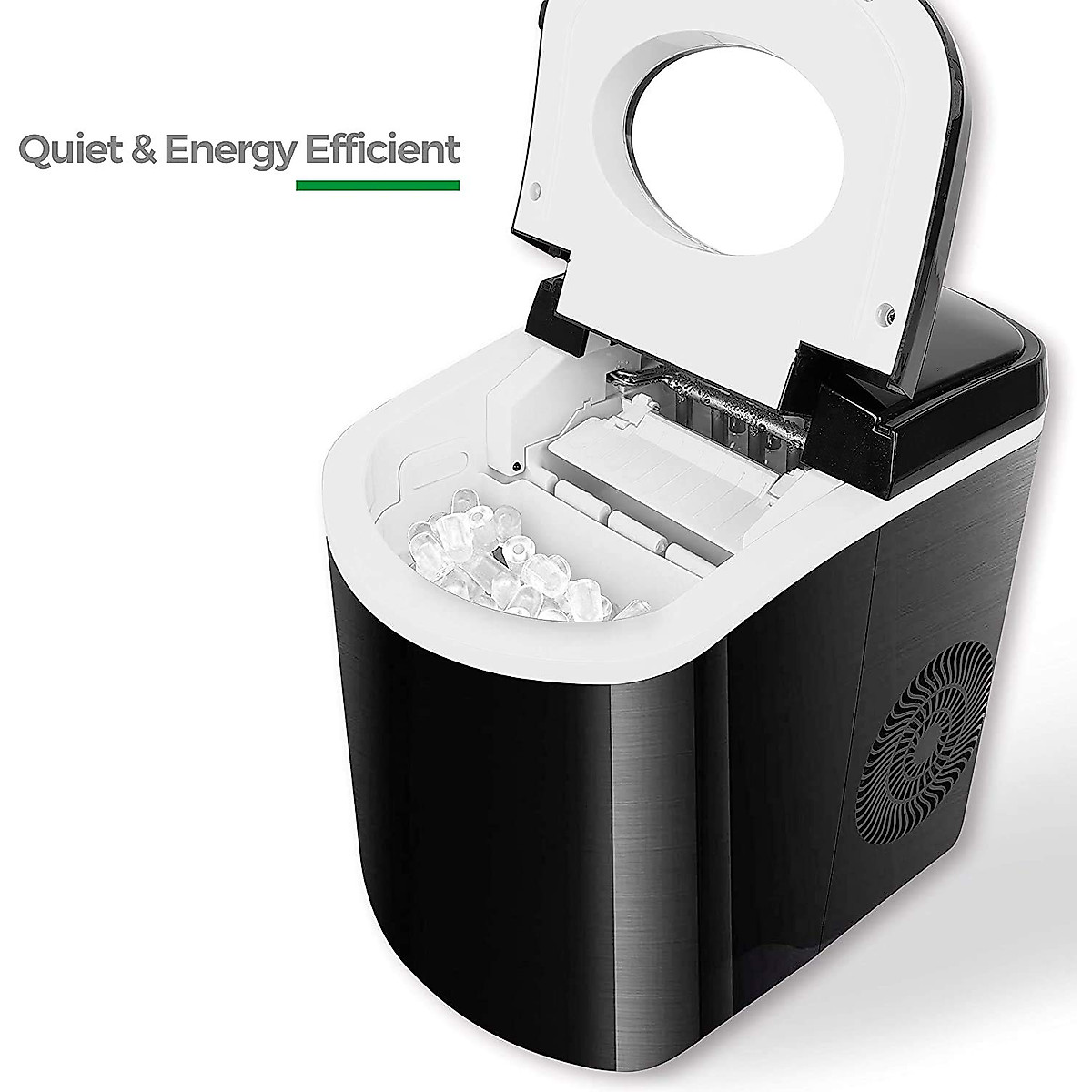 Countertop Ice Maker – 9 Ice Cubes Ready in 6 Mins - 26LBS/24Hrs, 2 Ice Sizes, LED Indicator Lights – Portable Ice Maker with Ice Scoop and Basket for Home Office Bar Party