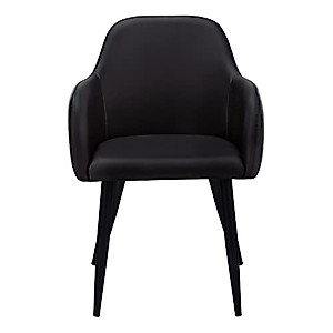 Monarch Specialties 1193, Set of 2, Side, Upholstered, Kitchen, Room, Pu Leather Look, Metal, Contemporary, Modern Dining Chair, 17.5" L x 23.5" W x 33" H, Black| Black Legs
