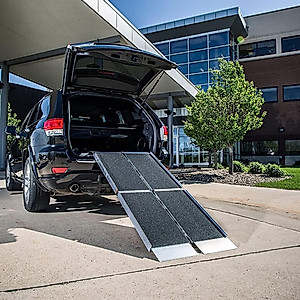 EZ-ACCESS SUITCASE 6 Foot Trifold Portable Aluminum Folding Ramp with Applied Surface That Resists Slips and Self Adjusting Bottom Transition Plates
