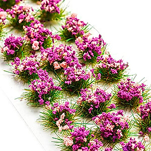 90 Pcs DIY Miniature Colorful Flower Cluster Flower Vegetation Groups Static Grass Tufts for Train Landscape Railroad Scenery Sand Military Layout Model Miniature Bases and Dioramas
