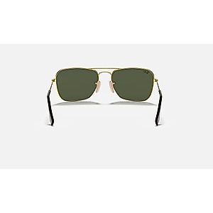 Ray-Ban RB3136 CARAVAN 181 58M Gold/Dark Green Square Sunglasses For Men For Women + BUNDLE with Designer iWear Eyewear Kit