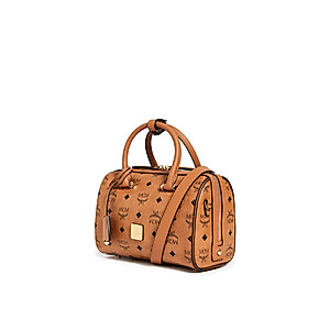 MCM Women's Essential Visetos Original Boston 23 Bag, Cognac, Brown, Tan, Print, One Size