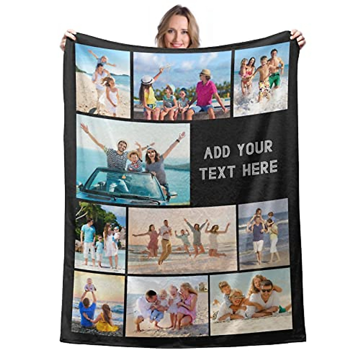 PIROPIZ Custom Blankets with Photos Text Personalized Photo Blankets Customized Throw Blanket for Men Women Birthday Housewarming Gifts