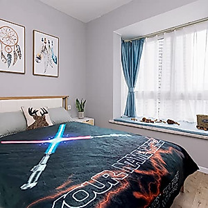 MXZLBY Personalized Lightsaber Theme Throw Blanket for Home, Travel, Boys, Men, Gifts, Customized Presents for Boyfriends Parents on Christmas New Year Fathers Mothers Day Easter, Baby Blanket