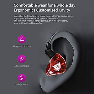 OCUhome Earbuds, Earbud Headphones with Microphone, QKZ AK6 Universal 3.5mm Sports in-Ear HiFi Sound Earphones for Phones Tablet Red