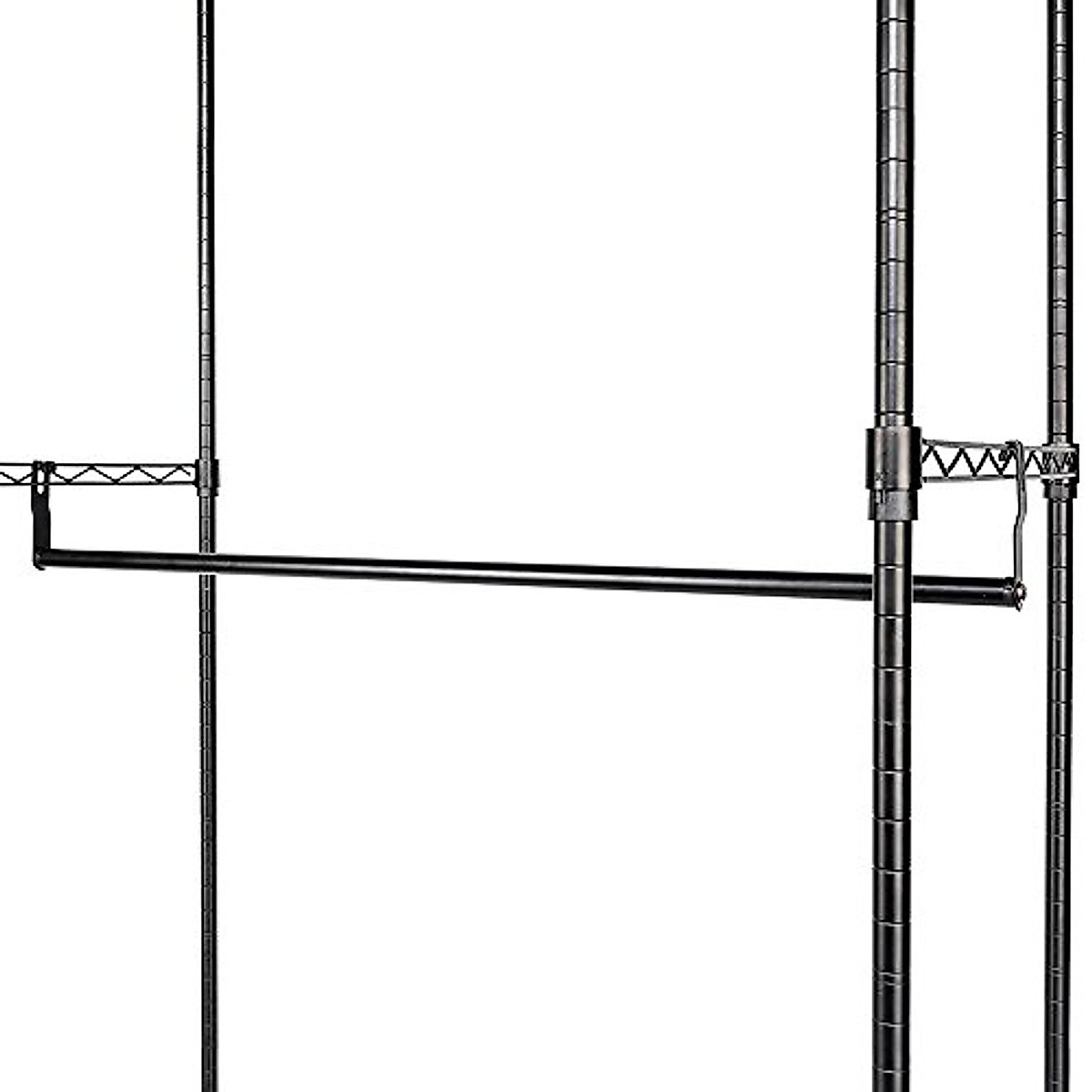Knocbel Garment Rolling Rack Large Heavy Duty Closet Organizer with Adjustable Hanging Rod Shelf & Lockable Wheels, Black (2-Rods (35.4 x 17.7 x H70.9) inch)