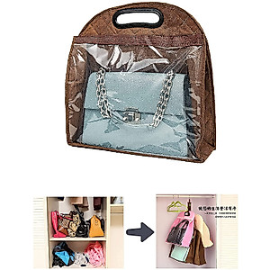 TcJ-Chen 3 Sizes Handbags Storage Dust Cover Bag Storage Hanging Closet Organizer Purse (Brown)