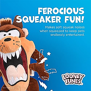 Looney Tunes for Pets Tasmanian Devil Taz Big Head Plush Dog Toy, Stuffed Animal for Dogs, Size Medium | 6-inch Dog Toy for All Dogs | Cute Squeak Toy for Dogs in Brown