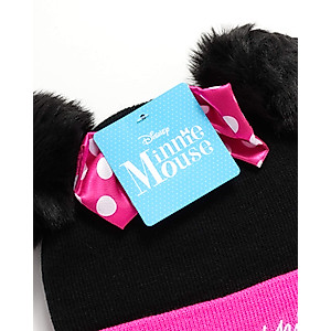 Disney Girls Minnie Mouse Winter Hat and Mitten or Glove Set (Toddler/Little Girls), Size Age 4-7, Minnie Polka Dot Bow Gloves
