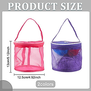 FREEBLOSS 2 Pack Yarn Storage Bag Mesh Holder Yarn Storage Organizer Portable Crochet Knitting Bag Empty Yarn Storage Bags Yarn Holder for Carry Crochet Hooks Sewing Accessories Storage Tote Bag