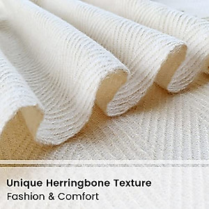 ZonLi Cream Throw Blanket Lightweight Herringbone Throw Blankets for Couch Ivory Beige Boho Throw Blanket Decorative Knitted Blankets with Tassels Fringe for Bed Outdoor 55'' x 75''