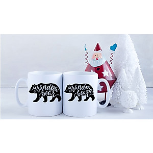 Grandma Bear Grandpa Bear - 11oz Best Grandma Grandpa Ever Grandparent Grandfather Grandmother Idea Couple Mugs Anniversary Coffee and Tea Cups Set Grandmother Grandfather, Grandchildren Son Daughter