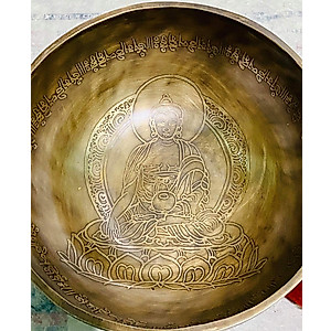 Singing Bowl Nepal-10" Inch Healing Buddha Yoga Bowl- Hand Hammered Tibetan Singing Bowls, Hand Carving From Nepal