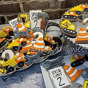 Construction Cookie Cutter Set-3 Inches-9 Piece- Excavator Digger Bulldozer Dump Truck Hammer Wrench Construction Tools Cutters Molds for Kids Construction Themed Party