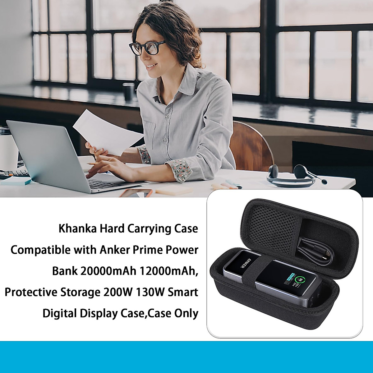 khanka Hard Travel Case Replacement for Anker Prime Power Bank 12000mAh 130W/20000mAh,200W