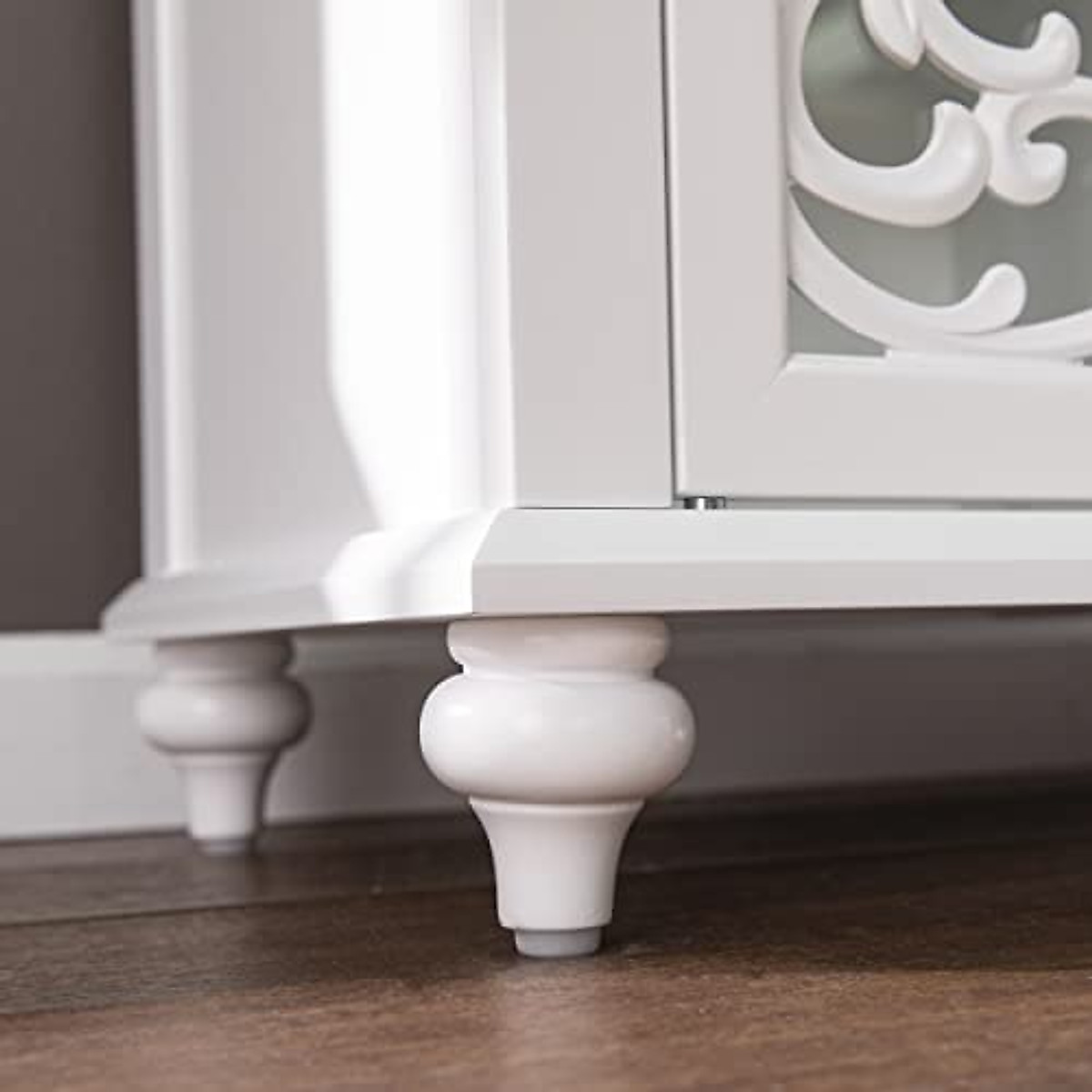 SEI Furniture Maldina Electric Fireplace TV Stand for TVs up to 56 Inches with Color Changing LED Flame, White