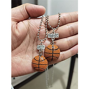 BFF Best Friends Necklace for Women Men Sport Ball Basketball Friendship Necklace Pendant 2 Girls Graduation Gift Jewelry