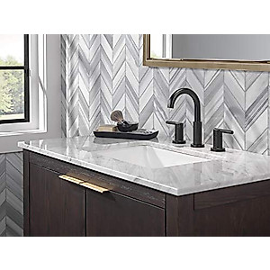 Delta Faucet Nicoli Widespread Bathroom Faucet 3 Hole, Matte Black Bathroom Faucet, Bathroom Sink Faucet, Drain Assembly, Matte Black 35749LF-BL