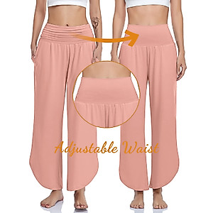UEU Women's Wide Leg Yoga Pants High Waisted Comfy Dance Sweatpants Loose Casual Soft Lounge Joggers with Pockets (Dusty Pink, S)