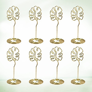 STOBOK Desk Decor 24pcs Sculpture Cute Wedding Holders Restaurant Tropical Stand Holder, Paper Picture Party Tall Favors Shape Name Monstera Cards Luau Decoration Table Birthday Christmas Decor
