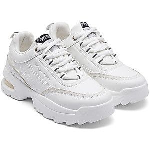 Vepose Women's 8019 Fashion Sneakers, Air Cushion Lace-up Walking Sneakers, Grey, Size 8 US -Memory Foam Running Shoes(CJY8019 Grey 08)